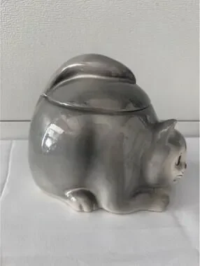 Other | Vintage Grey Ceramic Cat Cookie Jar | Poshmark